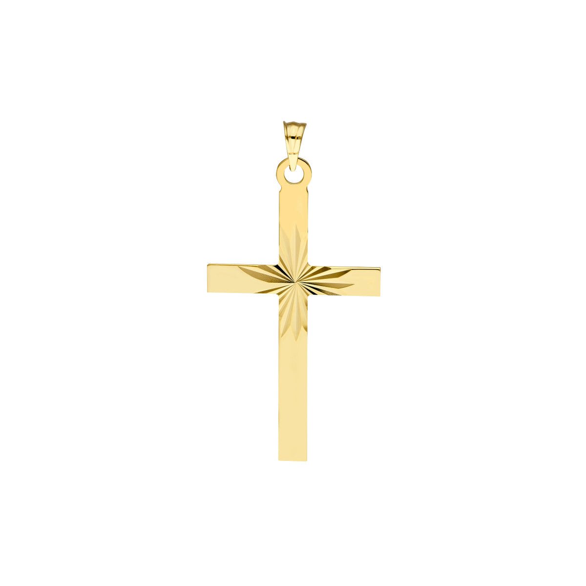 14K Yellow Gold Diamond Cut Center Cross Pendant