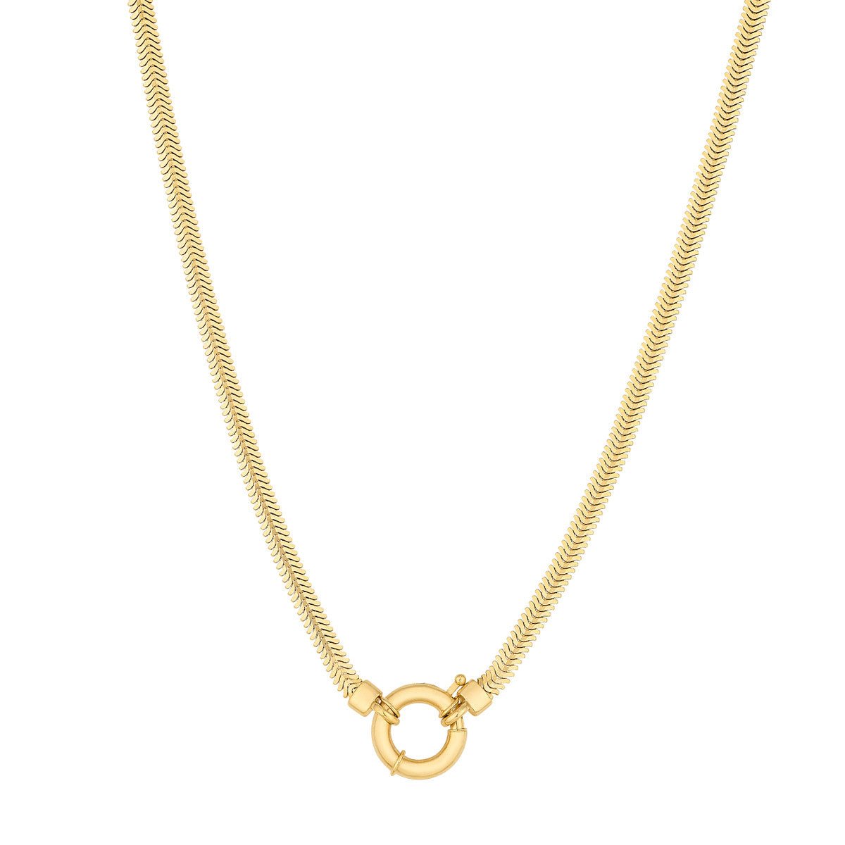 14K Yellow Gold Fancy Lock Snake D/C Chain