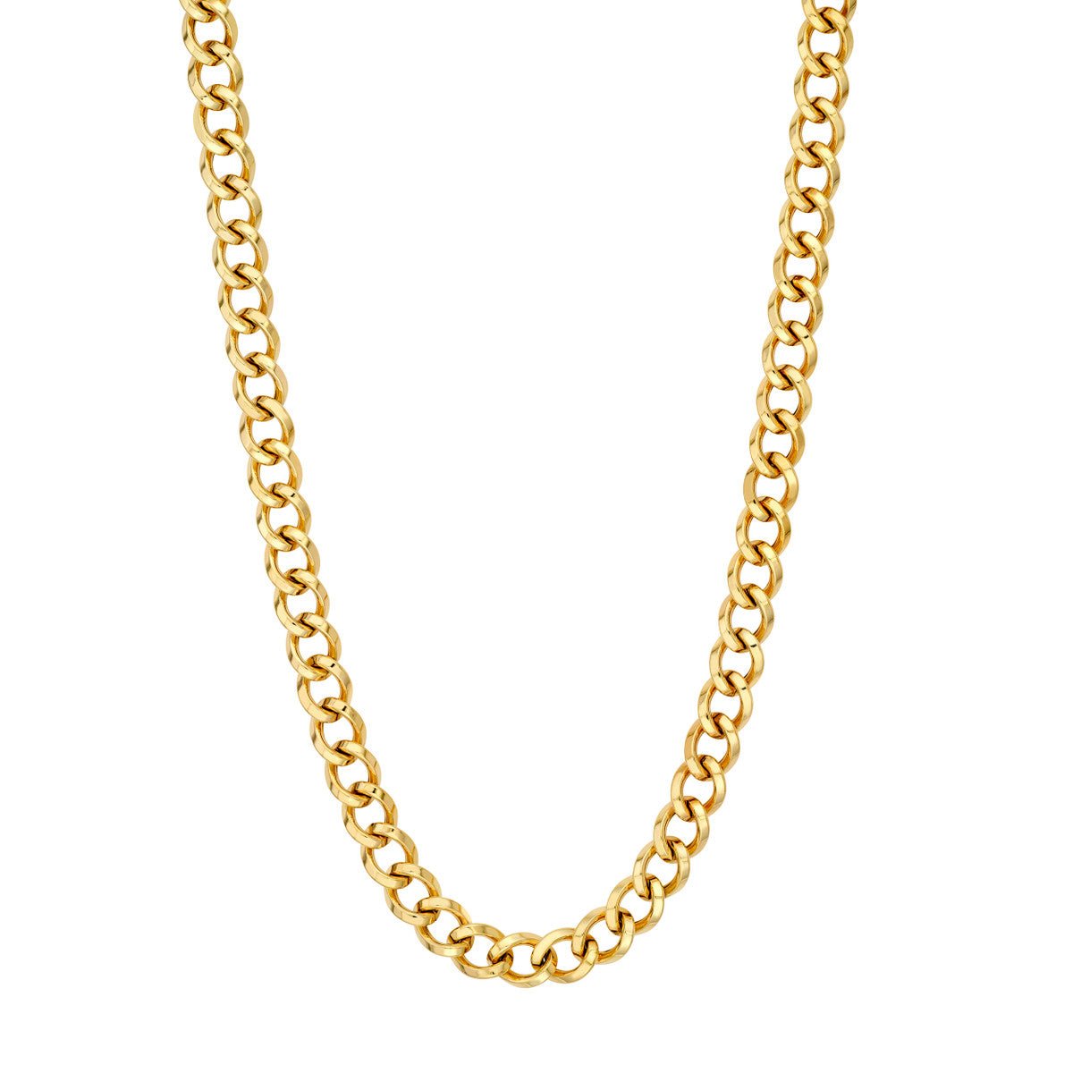 14K Yellow Gold Triangular Tube Curb Link Chain