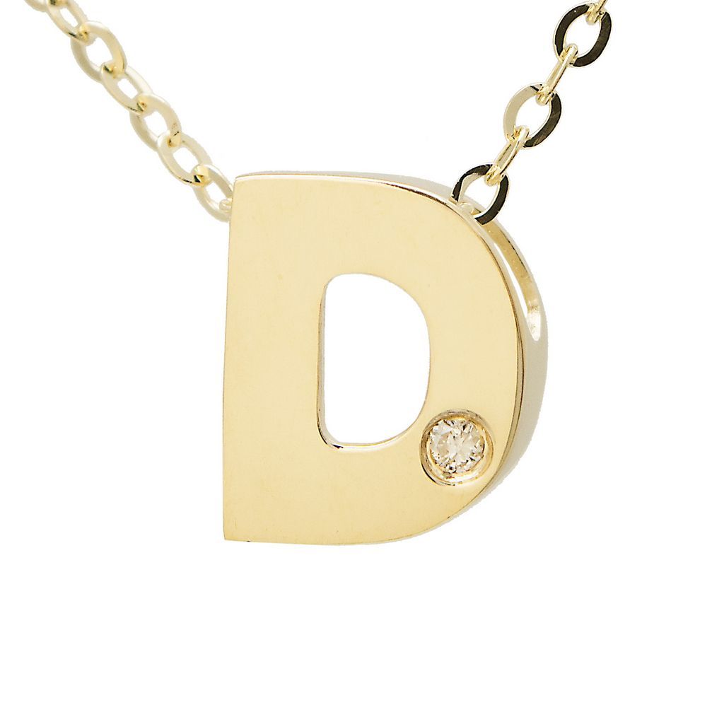 14K Gold Initial "D" Necklace (Diamond)
