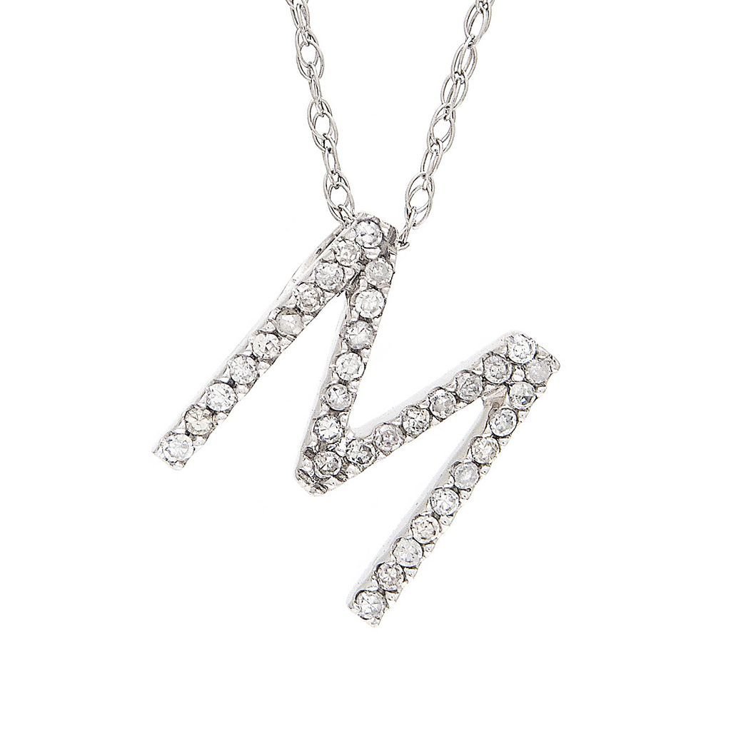 14K Gold Initial "M" Necklace With Diamonds (Big)