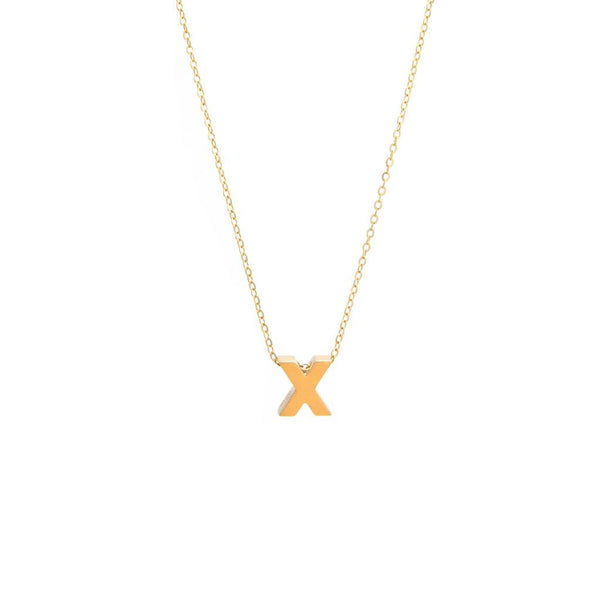 14K Gold Initial "X" Necklace