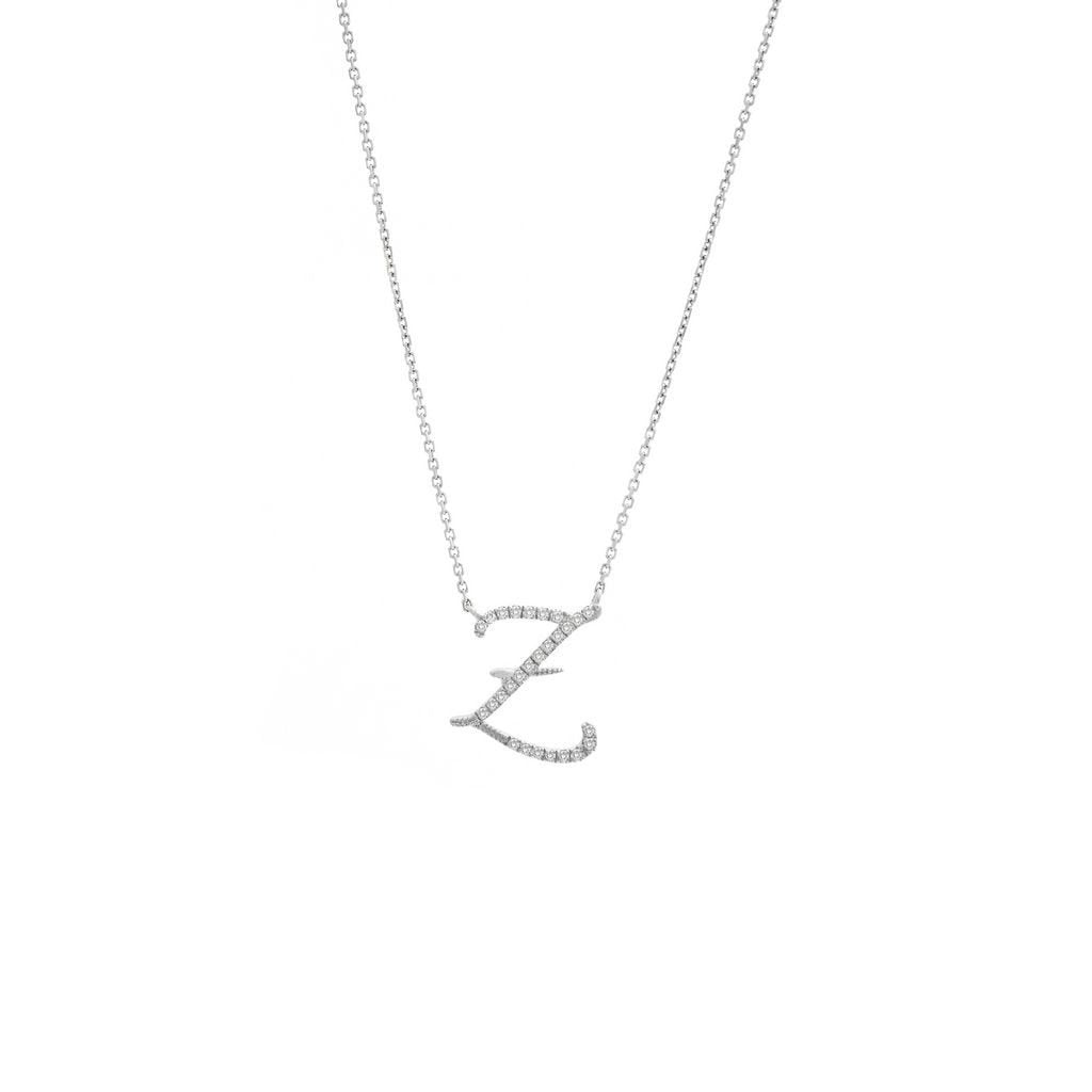 14K Gold Diamond Initial "Z" Necklace Script